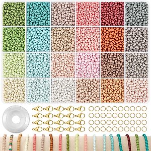TEXGIZRLY 3mm Glass Seed Beads for Bracelets Making, Friendship Bracelet Making Kit for Girls, 24 Colors Bead Bracelet Kit, Beads for Jewelry Making Kit, DIY, Arts, Crafts Gifts Age 3+ (3MM-A)