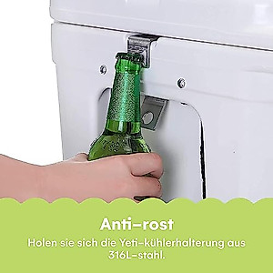 Noa Store Cooler Lock Bracket with Bottle Opener Compatible with Yeti/RTIC Coolers, Made of Highest Grade Stainless Steel (316L) (Silver)