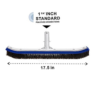 Fimimo Heavy Duty Pool Brush, Swimming Pool Cleaning Brush with Stainless Steel bristles & EZ Clips for Swimming Wall, Tile, Floors, Concrete Wall to Fit Most Poles