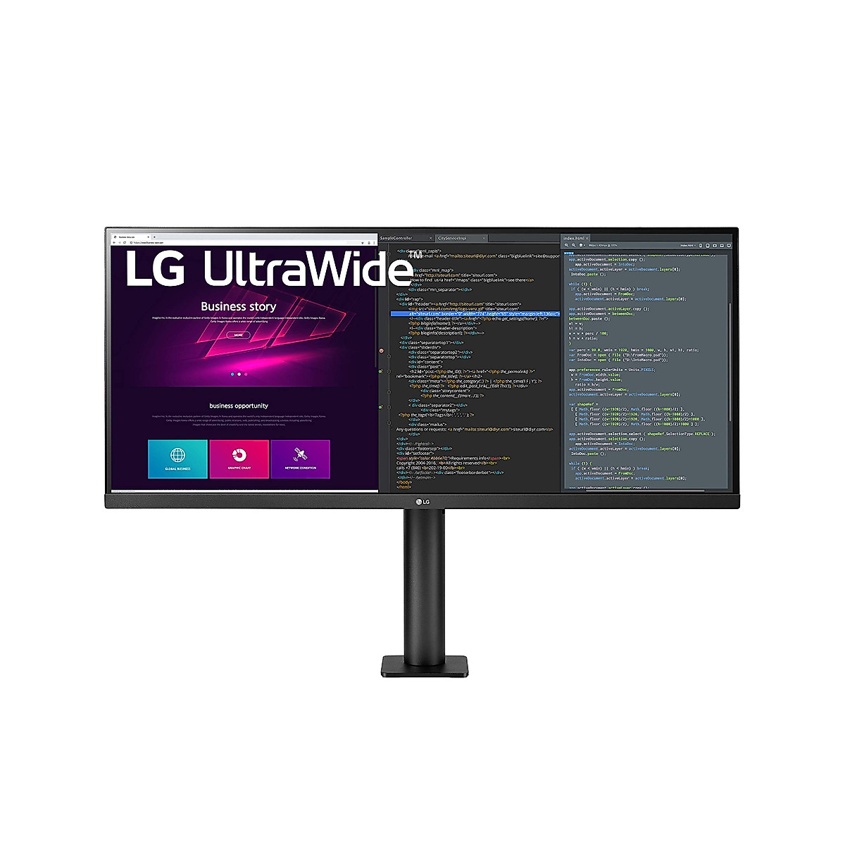 LG 34WN780-B 34 Inch 21:9 UltraWide QHD (3440 x 1440) Display Ergo with 3-Side Virtually Borderless Design and AMD FreeSync - Black (Renewed)