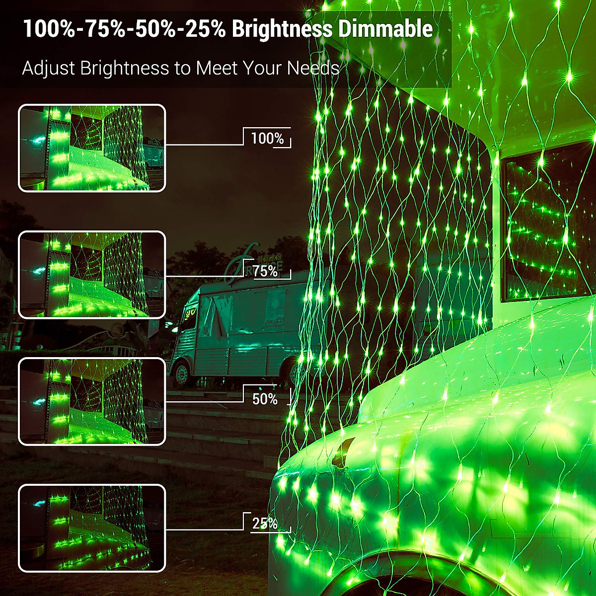 BrizLabs Green Net Lights Outdoor, 11.8ftx 4.9ft 360 LED Christmas Mesh Lights with Remote, 8 Modes Bush Net Sting Lights, Connectable Plugin Halloween Net Lights for Xmas St Patrick’s Day Tree Garden