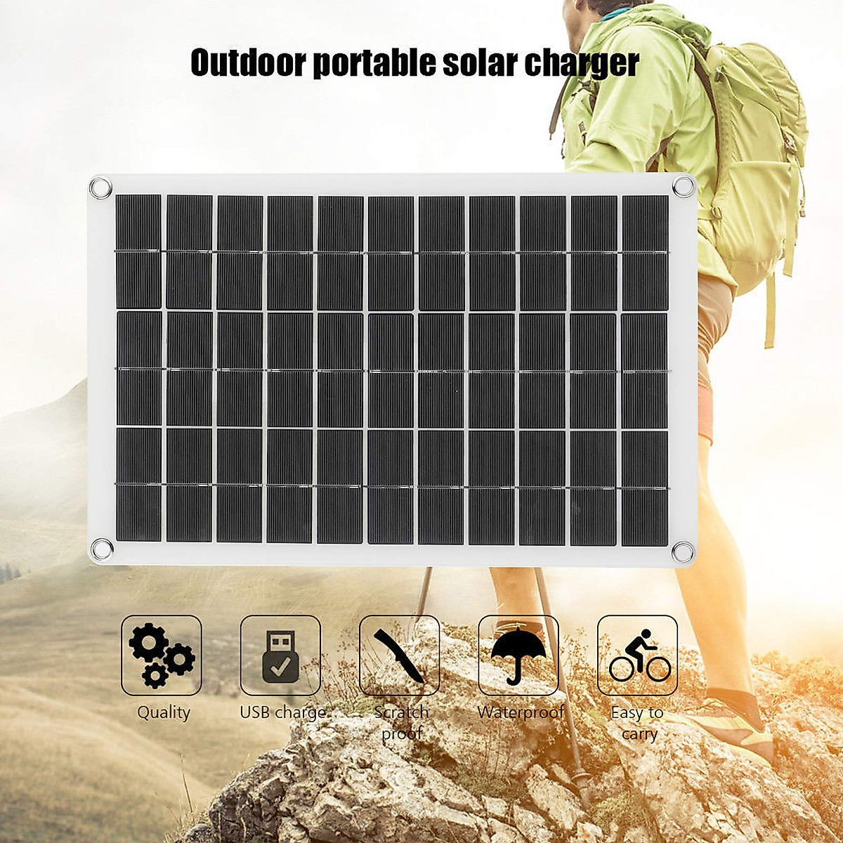 Solar Panel, Portable Solar Cell Panel 100W Monocrystalline 12/24V USB Output for Car Trailers Yacht, High Conversion Rate of 23%-24%