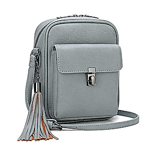 Keyli Crossbody Cell Phone Bags for Women Fashion Casual Leather Small Crossbody Purse Double Zipper waterproof Anti-theft Shoulder Bag Handbag Satchel Wallet with Card Slots Tassel Blue