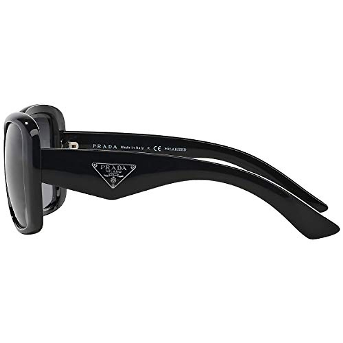 Prada Heritage PR 32PS 1AB5W1 Black Plastic Square Sunglasses Grey Gradient Polarized Lens