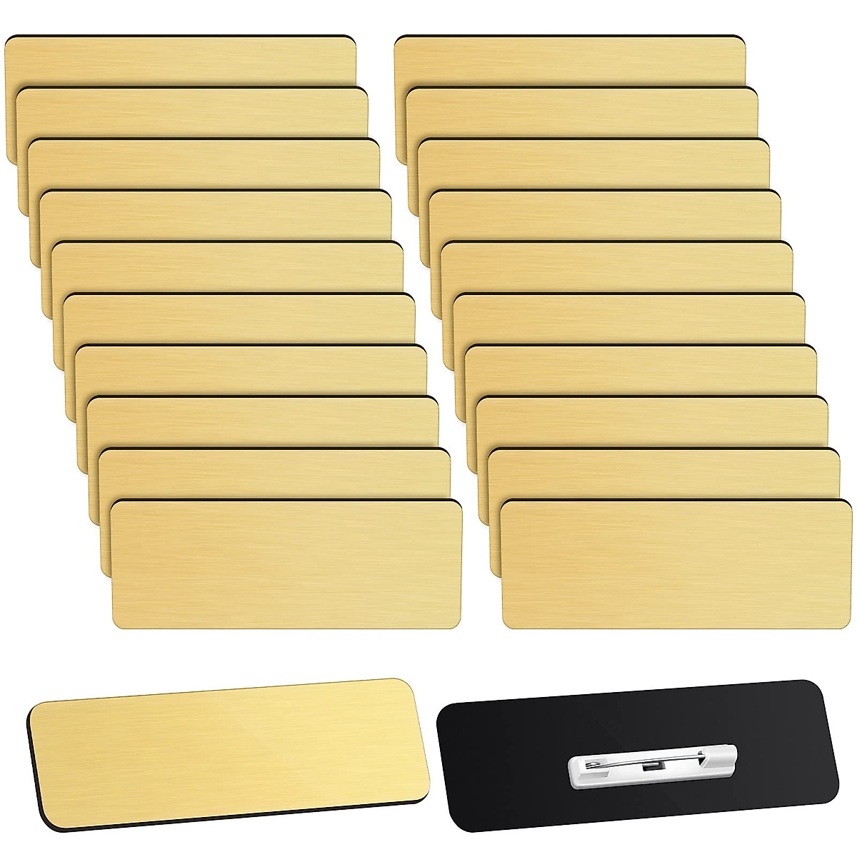 100 Elegant Gold Name Tags with Pins for Any Event