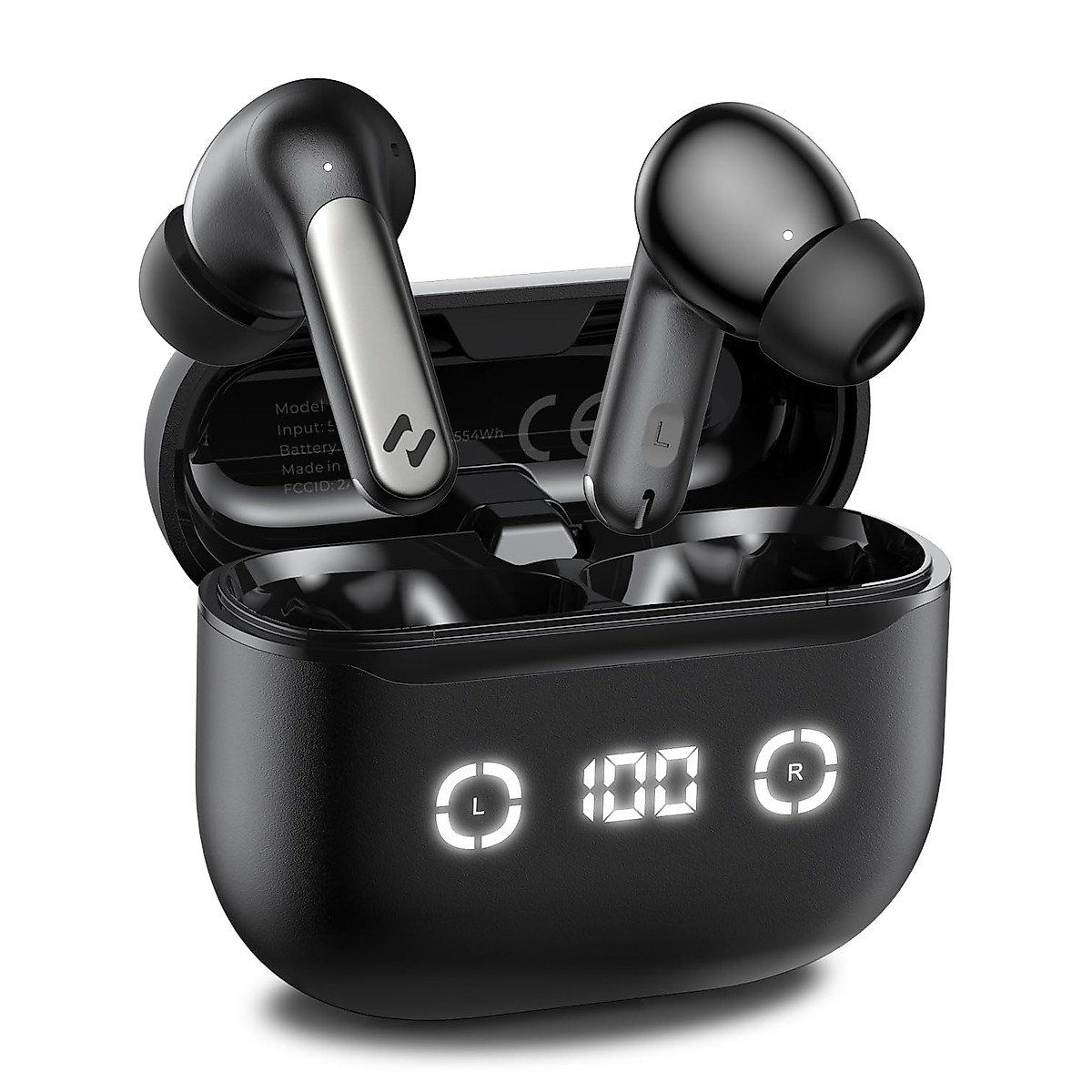 havit Wireless Earbuds Noise Cancelling, Bluetooth 5.4 Headphones with 4 ENC Noise Cancelling Mic, 40H Playtime, in-Ear Bluetooth Ear Buds 7 Preset EQs via App LED Display