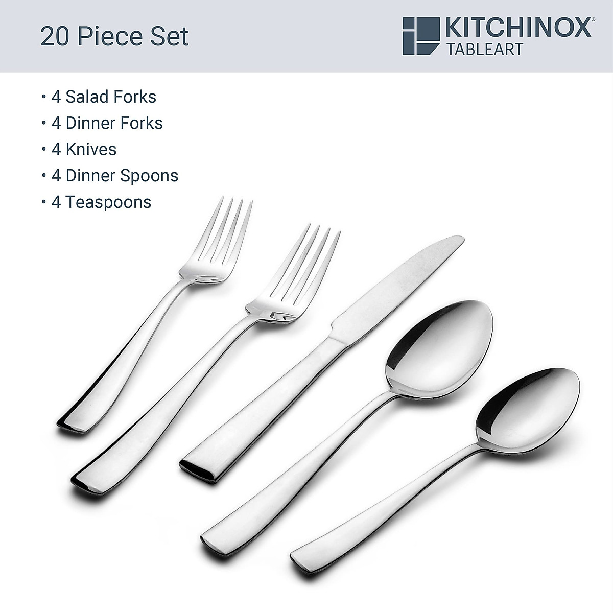 Kitchinox Flatware, Service for 4/20 Piece Set, Julia