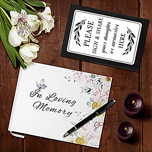 TAOPE Funeral Guest Book| Memorial Guest Book | Celebration of Life Funeral Guest Book| in Loving Memory | 10.2” x 7.8”, Guest Sign in Book(Flower)