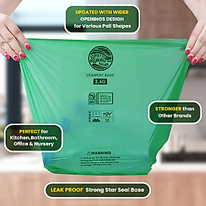 RAYTID Compostable trash Bags 2.6 Gallon Compost Bags for Kitchen Countertop Bin 1.3,2,3, Gallon, 120 Count,Small Kitchen Food Scrap Waste Bags,ASTM D6400, US BPI & Europe OK Compost Home Certified