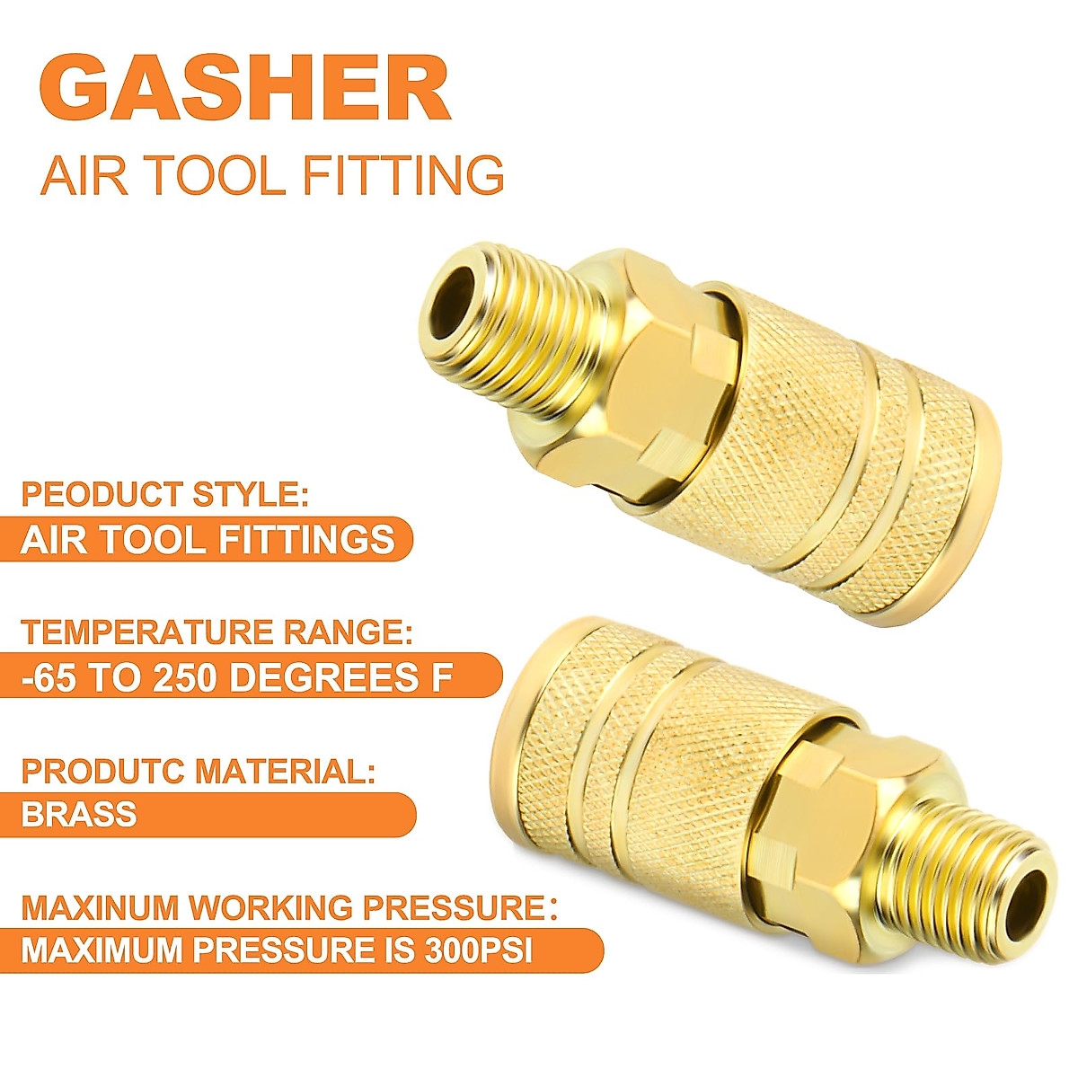 GASHER 12PCS 1/4-Inch Male Industrial Coupler,1/4 Inch NPT Male Threads Size, Quick Connect Air Coupler