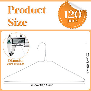 Yuntau 120 Pcs Wire Hangers Bulk Dry Cleaner Hangers 18" Caped Clothing Hangers Suit Hangers Strut Hangers for Dry Cleaners or Home