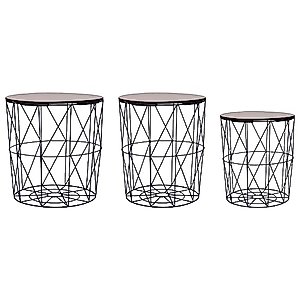 QJBSAVVA Coffee Table 3 pcs Black,Center Table Low Table Folding Table Entrance Table Suitable for Meeting Rooms, Reception Rooms, Offices