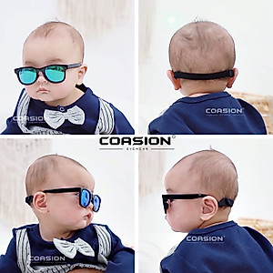 COASION Bendable Flexible Polarized Newborn Baby Sunglasses with Strap for Infant Boys Girls Age 0-12 Months (Matte Black/Gray)