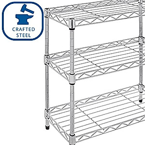 Seville Classics Compact Mini Desktop 3-Tier Metal Steel Wire Shelf Organizer Unit Shelving for Cabinets, Bath, Kitchen, Countertop, 17. 5" W x 7. 5" D, Chrome