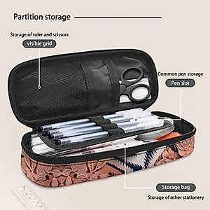 Rivatimrio Paper Sculpture Tiger Pen Bag Large Pencil Case Big Capacity Paper Carving Origami Style Pencil Pouch Pencil Holder with Zippers Compartments Kids Adults