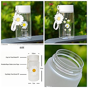 CHDHALTD 500ml Small Daisy Transparent Plastic Water Bottles with Portable Rope for Travel Drinkware Water Bottles Tea Cup(A6,Transparent)