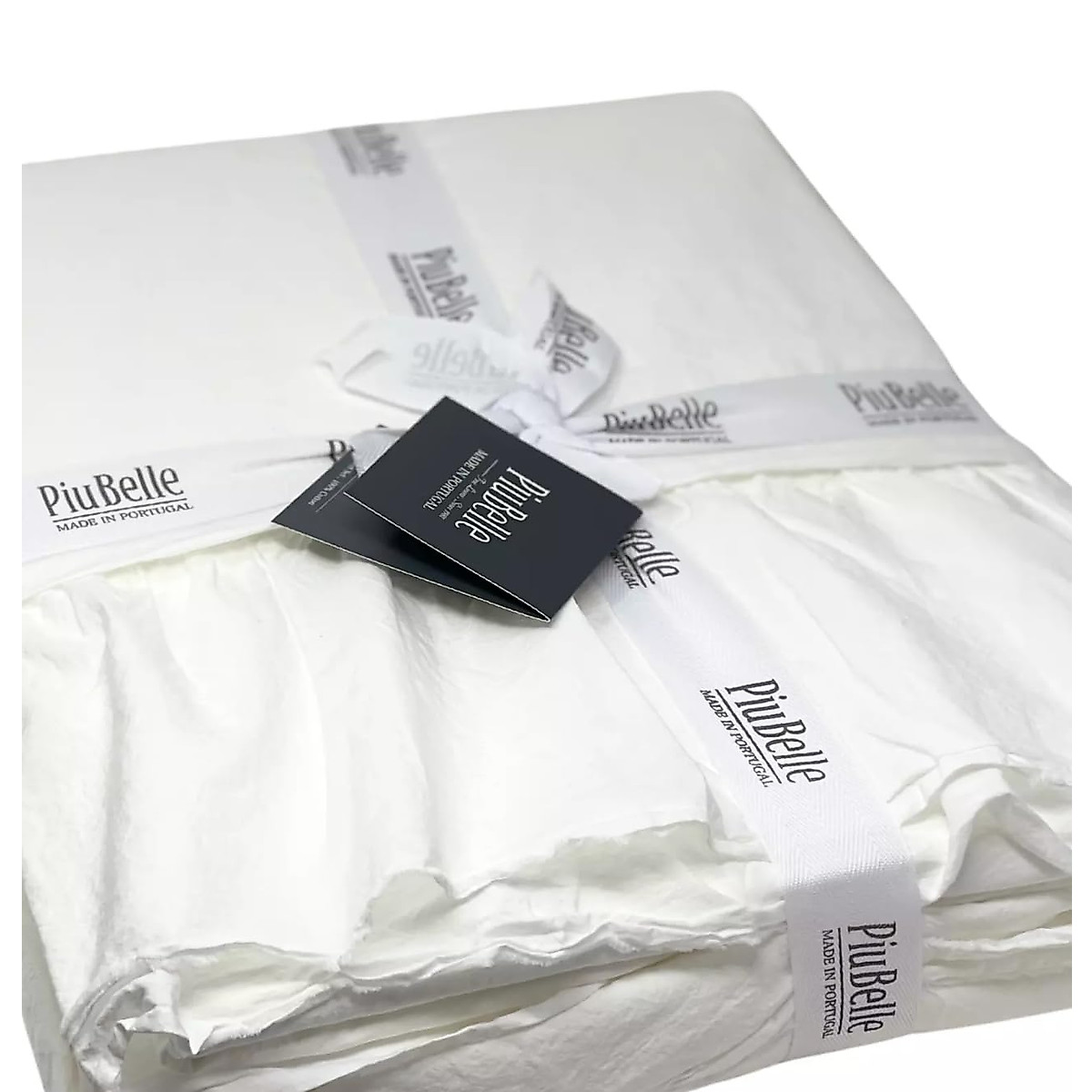 Piubelle Piu Belle Portugal Luxury Queen Size 3 Piece White Ruffle Duvet Cover Set Premium Quality 100% Cotton Shabby Chic Style