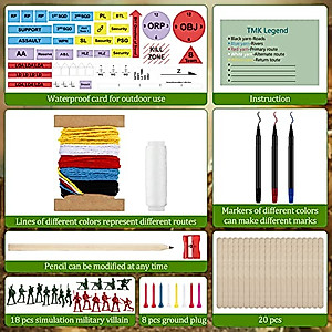 Eaasty Terrain Model Kit Includes Operational Symbols Graphics with Instruction Yarn Wooden Markers Pencil Sharpener Dual Map Markers Storage Bag Soldier Models Wooden Tees for Army Platoon Squad TMK