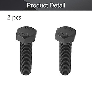 MroMax 2Pcs M12 x 45mm Left Hand Hex Bolt, Carbon Steel Grade 12.9, Black Oxide Finish, Full Thread, Hexagon Head Bolts for Furniture Repair