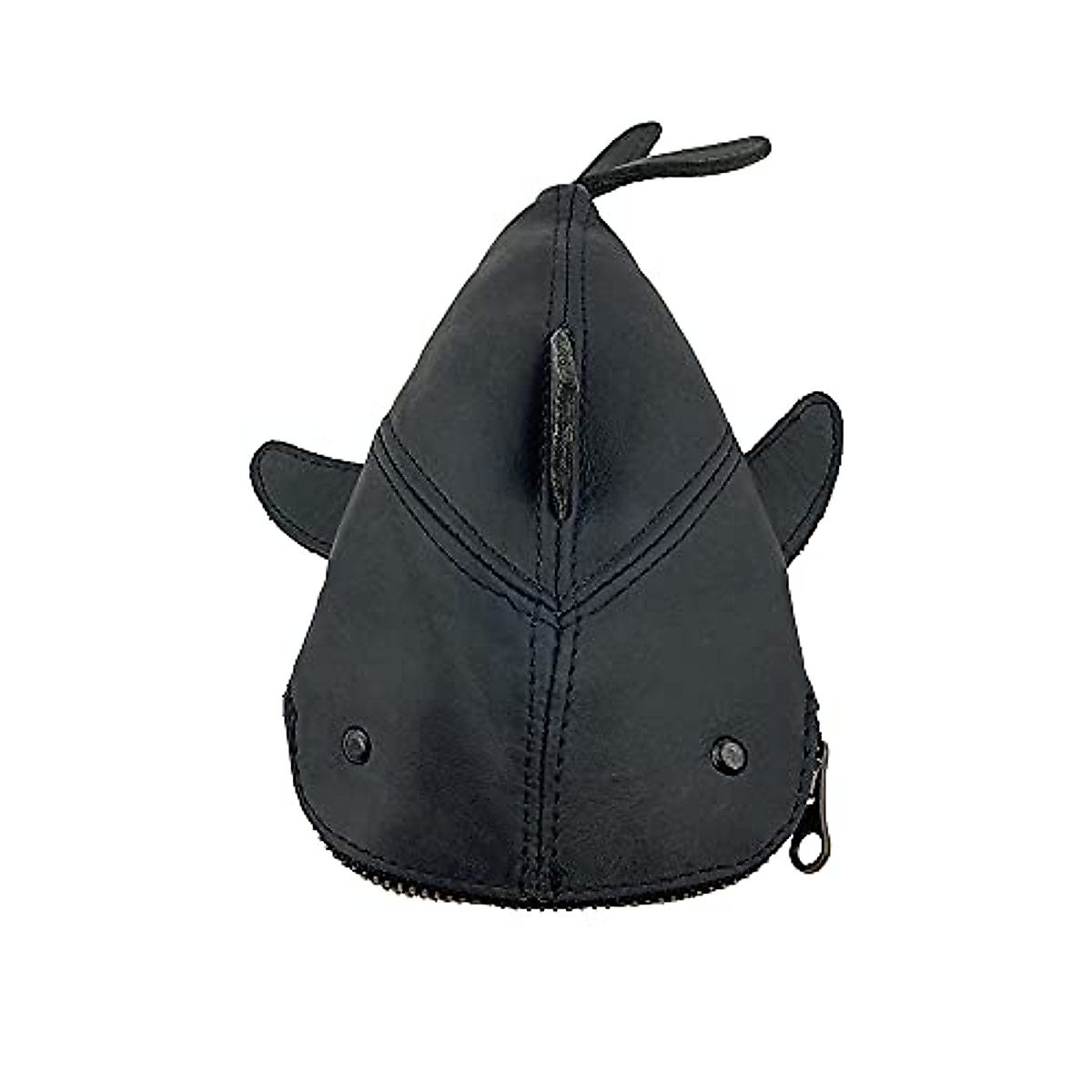 Hide & Drink, Zippered Coin Pouch, Shark Shaped Case, Stuffed Animal, Bank, Change Bag, Pencil Purse, Shark Shaped Cable Holder, Full Grain Leather, Handmade Wallet, Charcoal Black