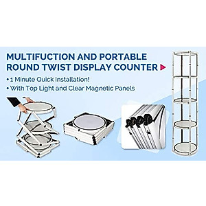 81 in Portable Display Case Set 5-Layer Circle Quick Installation Potable Twister Tower Portable Trade Show Counter with Twist and Fold Design- Stand Only (White)
