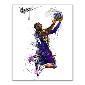 Kobe Bryant Watercolor Wall Art Decor Prints - Set Of 4 (8x10) Inch Poster Photos
