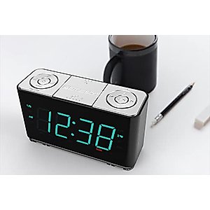 Emerson SmartSet Alarm Clock Radio with Bluetooth Speaker, Charging Station/Phone Chargers with USB port for iPhone/iPad/iPod/Android and Tablets, ER100301, Black