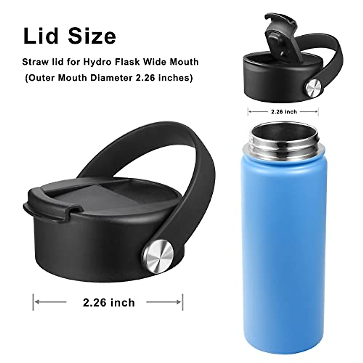 Tzuoieo Flip lid for Hydro Flask Wide Mouth 32 40 oz with Flexible Handle, Replacement Coffee Lid Compatible with Hydroflask, Nalgene, and More Top Water Bottle Brands Wide Mouth 32 oz 40 oz