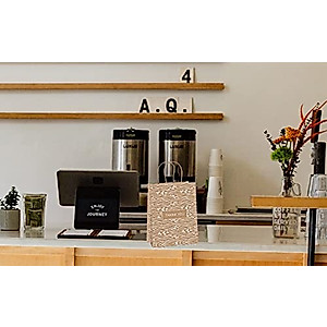 Purple Q Crafts Thank You Gift Bags 50 Pack 8" X 4" X 10" Small Paper Bags With Handles Brown Floral Design Thank You Bags For Business, Boutique, Gifts, Wedding Favors