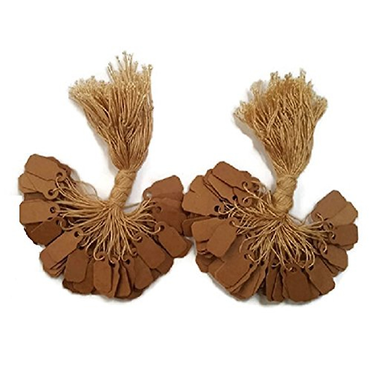200 pcs Kraft Paper Tags, Jewelry Price Tags with String (3/8" x 7/8")
