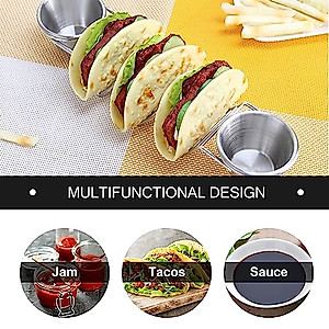 BESTonZON Taco Holder Stand with Salad Cups Stainless Steel Burritos Tortilla Cooling Stand Rack Taco Shell Holder Stand on Table Mexican Pancake Rack for Kitchen Restaurant