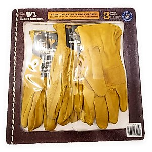 Wells Lamont Premium Leather Work Gloves 3 Pair Pack - Medium
