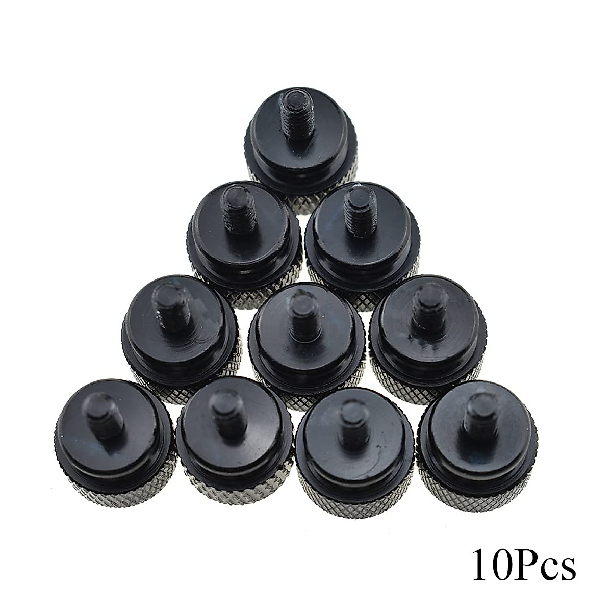 Hahiyo Anodized Aluminum Thumbscrews 6#-32 Thread Size Large Knurled Head Cage Mounts Hand Tighten Easy to Grip and Turn Not Damage Inside Sturdy, Black 10pcs (2021033103-Thumbscrews)