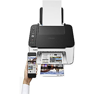 Canon PIXMA TS3 Series Color Inkjet Printer, All-in-One Wireless Print Copy Scan, Mobile Printing, 4800 x 1200 dpi, 1.5'' LCD, with MTC Printer Cable White