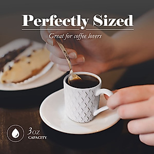 American Atelier Ceramic Mini Espresso Cups Set of 4, 3oz - Stackable Tiny Mugs for Small Shots of Coffee with Metal Stand - Use Demitasse Espresso Mug Racks for Any Kitchen or Café (Embossed)