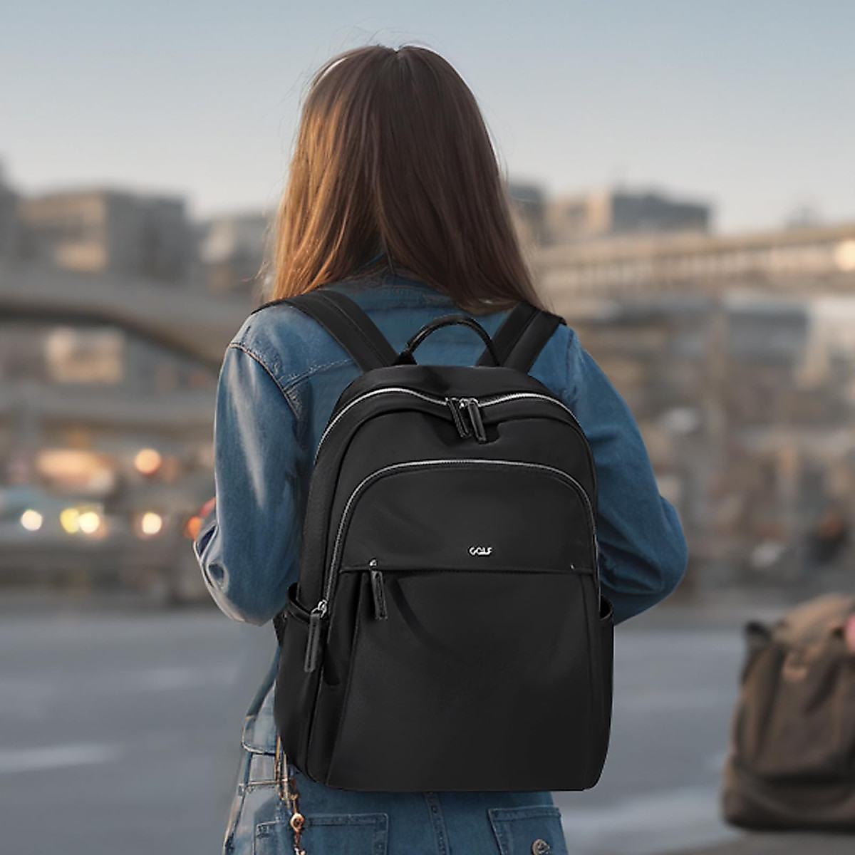 GOLF SUPAGS Laptop Backpack for Women Computer Bag Fits 14 Inch Notebook Travel College Work Backpack Purse (Black)