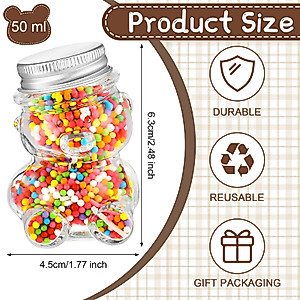 Hushee 24 Pcs 1.5 oz Glass Honey Bear Jar Mini Cute Honey Bottles Bear Mason Jar Small Funny Shot Glasses with Lids for Jam Candies DIY Decoration Gift Wedding Party Favors