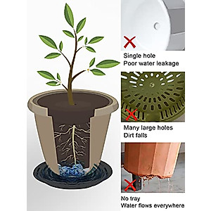 MADHOLLY Plant Pots with Drainage Holes & Saucers- Lightweight Resin Flower Pots- Retro Decorative Resin Planters for Indoor Outdoor Garden Flowers Plants (3 Pack)