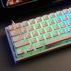 KKV 61 Keys RGB Mechanical Gaming Keyboard,60% Layout Compact PBT Keycaps Mini Design 18 RGB Mode Wired Type-C Mechanical Keyboard for Game and Work (Cherry White)