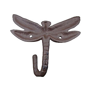Generic Vintage Style Cast Iron Dragonfly Rustic School Coat Hook Wall Mount, Brown