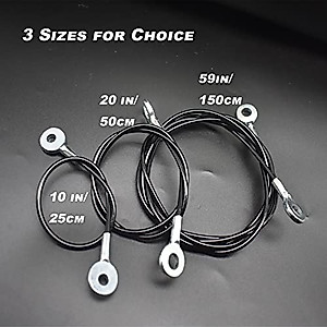 Bytiyar 10 pcs 10 inch (25cm) 3mm Thickness Galvanized Steel Wire Cable Eyelets Ended Short Rope Lanyard Safety Tether Chain Lock with Vinyl Coated Cover Black