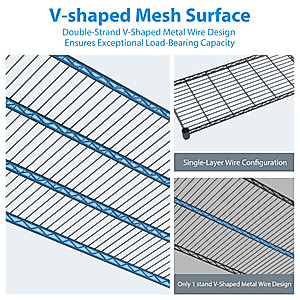 Homdox 60”W Storage Shelves, 4 Tier Heavy Duty Wire Shelving Unit with Wheels, 2400LBS Commercial Adjustable Metal Shelves for Storage, Garage Rack Pantry Shelves Kitchen Shelving, 24"x60"x72", Black