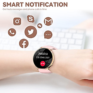 EIGIIS Smart Watch for Women 2023 HD Smartwatch for iPhone and Android Phones 3ATM Waterproof Fitness Watch with Heart Rate Blood Oxygen Temperature Monitor Sleep Tracker Pedometer