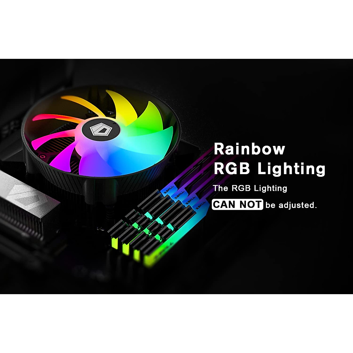 ID-COOLING DK-07i CPU Cooler for LGA1700, 60mm Height Low-Profile CPU Air Cooler with Aluminum Fins, Rainbow RGB Lighting, 120mm PWM Fan, Thermal Compound Included, TDP 125W