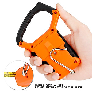 KastKing Fish Scale, Water Resistant Digital Scale with Ruler, 110lb Capacity, Dual Mode – Pounds/Ounces & Kilograms, Light, Strong ABS Frame, Non-Slip Handle, Retractable 38 inch Tape Measure