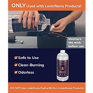 Exclusive Fuel for Lovinflame Fireplaces Fire Pits Firebowls Candles Non-Toxic, Non-Flammable, Water-Soluble, Safe for Transportation & Storage (1 Liter)