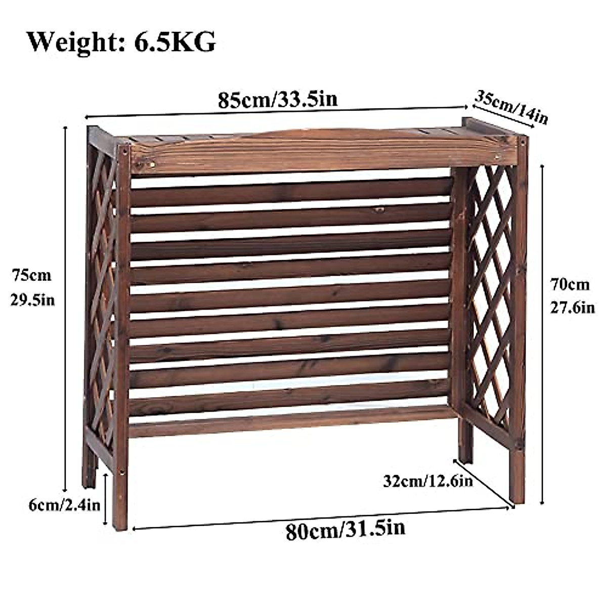 YPINKZ Wooden Air Conditioner Hider Fencing,Wood Air Conditione Flower Stand,Wood Air Conditioning Privacy Screen,Brown,100x43x94cm,110x50x105cm (Size : 85x35x75cm(33.5x14x29.5in))