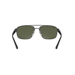 Ray-Ban RB3663 Metal Rectangular Sunglasses, Gunmetal/Polarized G-15 Green, 60 mm
