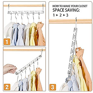 XFKITCHEN Metal Magic Hangers Space Saving Clothes Hangers Closet Space Saver Clothing Hanger Oragnizer for Wardrobe Space,Wrinkle-Free Clothes（Pack of 4）