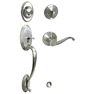 eBuilderDirect Satin Nickel Lock Door Lever Handle Entry/Privacy/Passage/Dummy/Deadbolt/Handleset 835DC (Front Door Handle Set Keyed Alike)